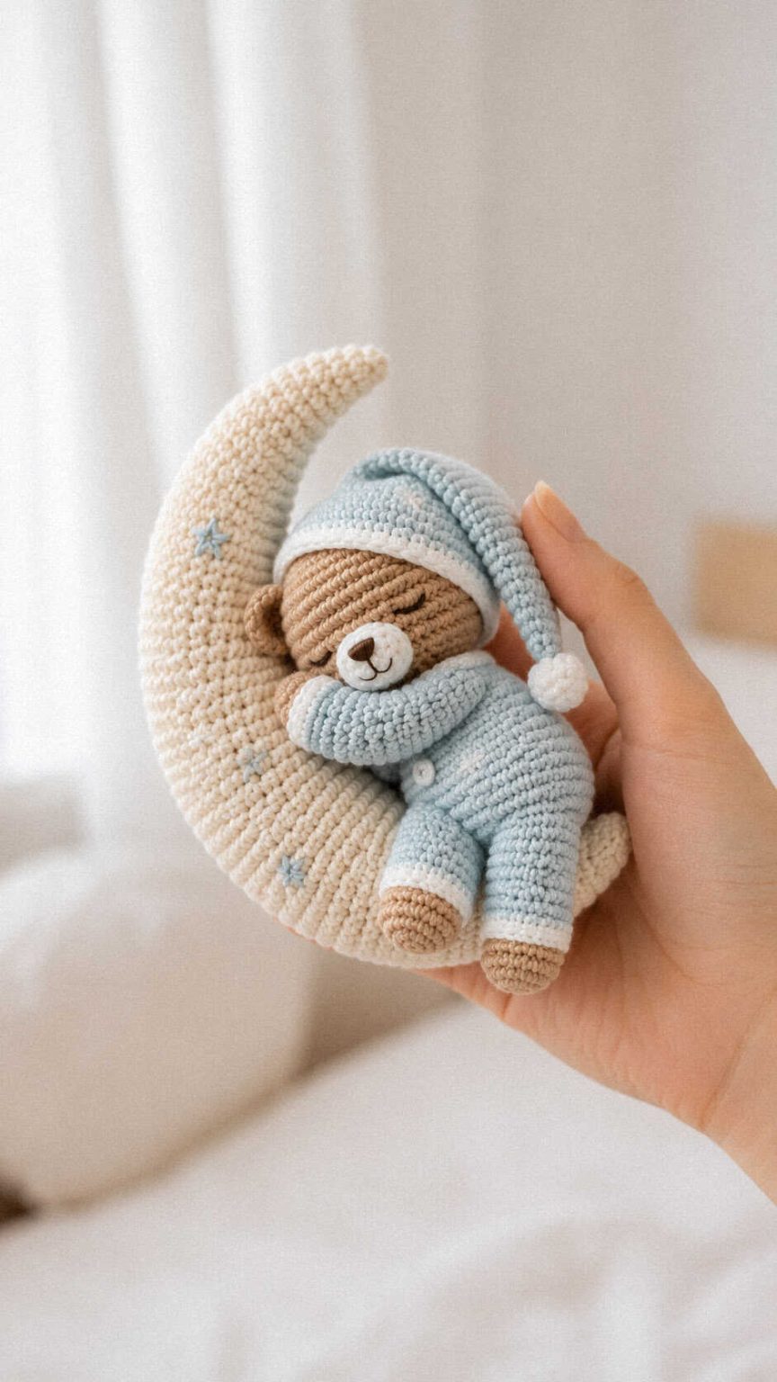 Free Sleepy Bear On The Moon Crochet Pattern - Penguin Hobbies